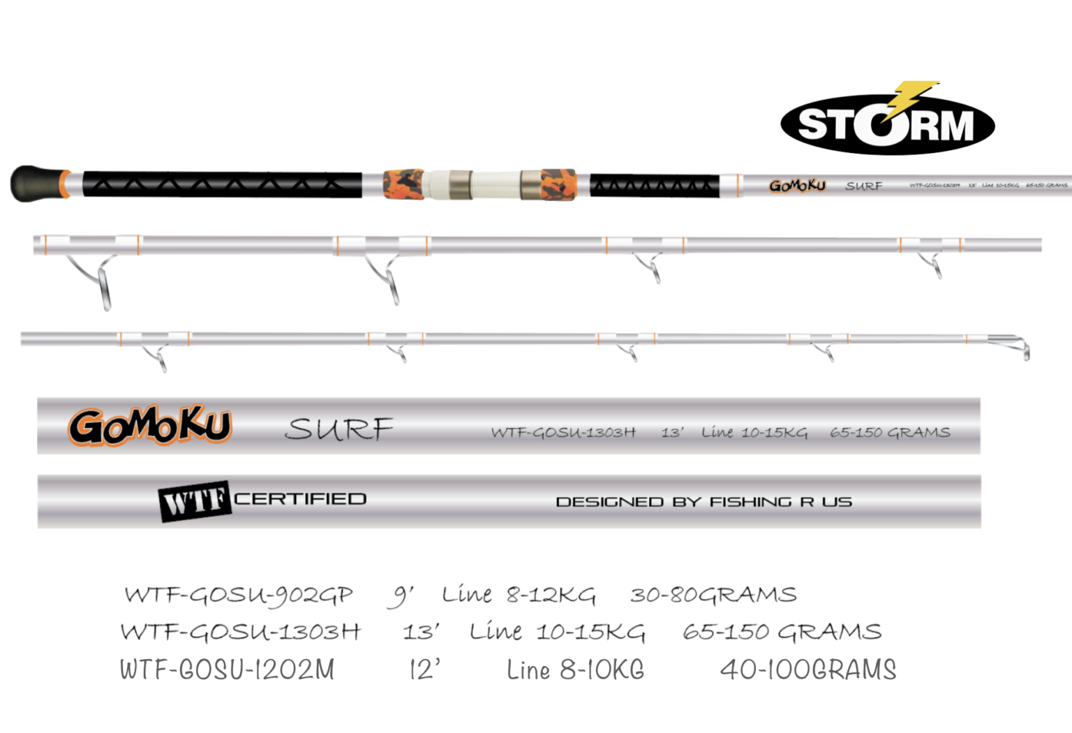 NEW STORM GOMOKU SURF RODS DESIGNED BY FISHING R US – 3 SIZES – Fishing ...