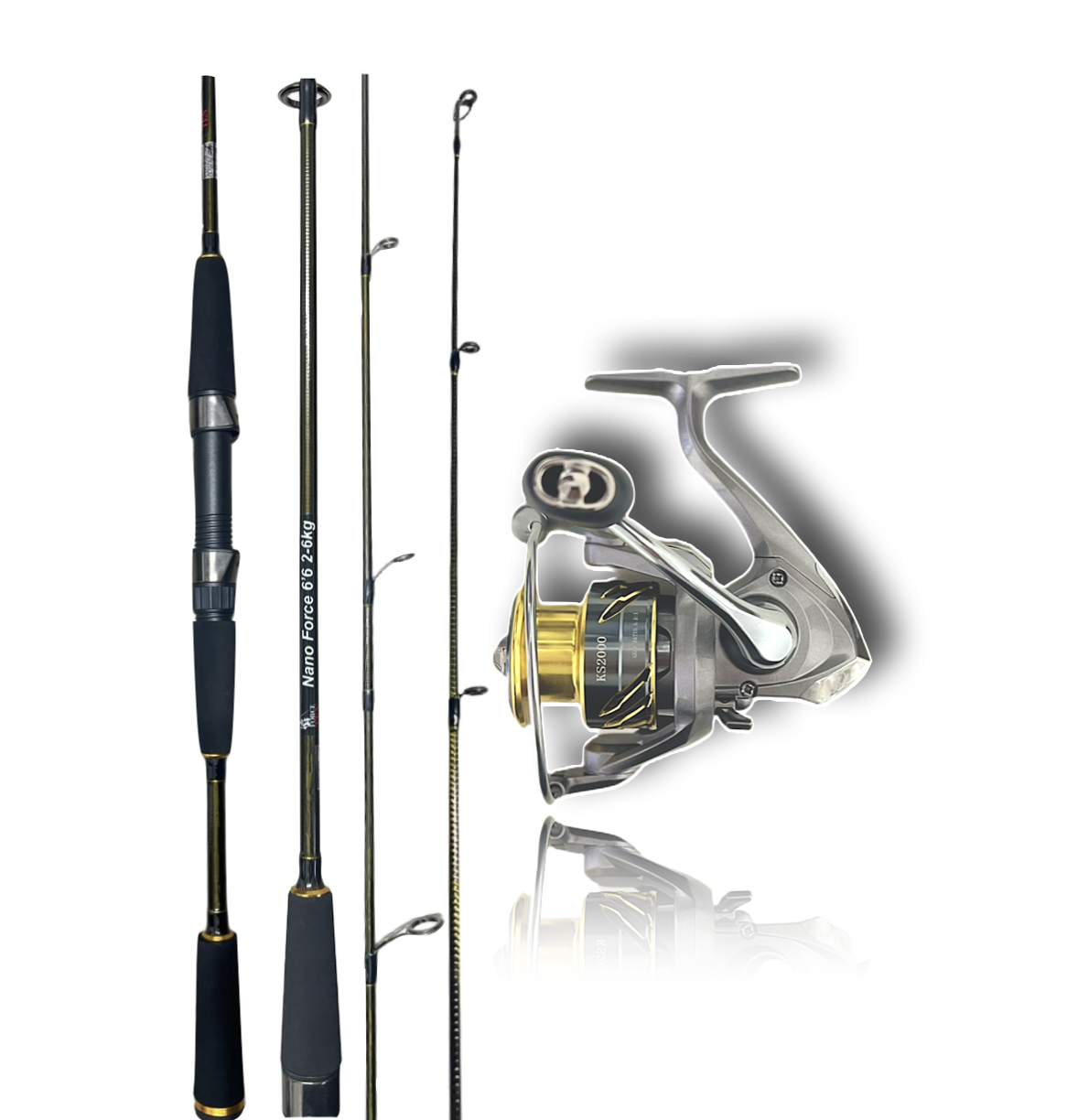 Force Ten Nano Force 6’6 2pc 2-6kg Rod / KS 3000 Spin Reel – Fishing R ...